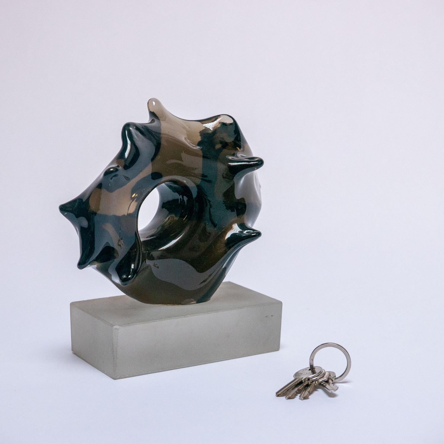 Vintage Italian Murano glass abstract sculpture in Black - Modern Art ...