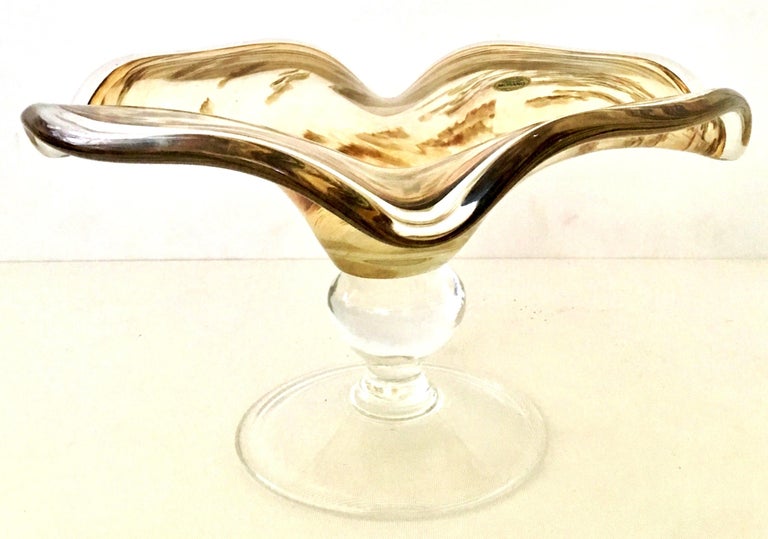 Vintage Italian Murano Glass and Copper Inclusion Footed Center Bowl ...