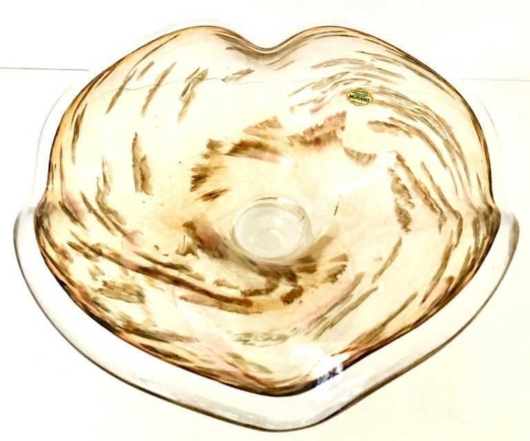 Vintage Italian Murano Glass and Copper Inclusion Footed Center Bowl ...