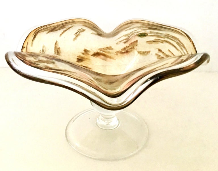 Vintage Italian Murano Glass and Copper Inclusion Footed Center Bowl ...