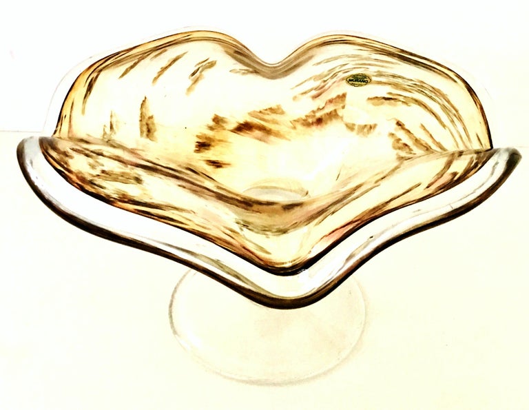 Vintage Italian Murano Glass and Copper Inclusion Footed Center Bowl ...