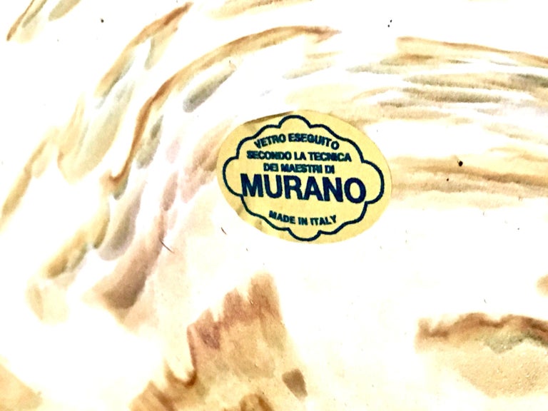 Vintage Italian Murano Glass and Copper Inclusion Footed Center Bowl ...