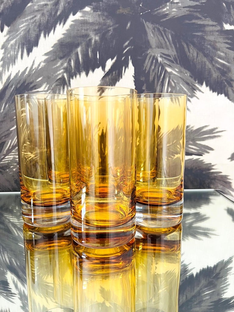 Vintage Italian Murano Highball Glasses in Amber Yellow, Set of Six, c ...