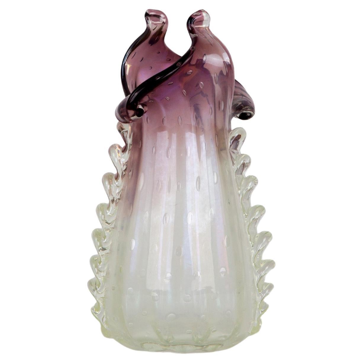 Vintage Italian Murano Pearlescent Glass Vase, 1940s For Sale at 1stDibs