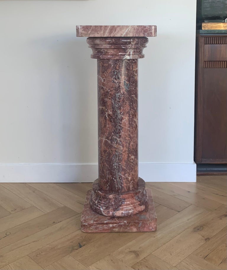 Vintage Italian Neoclassical Pink Marble Column, circa 1960 at 1stDibs