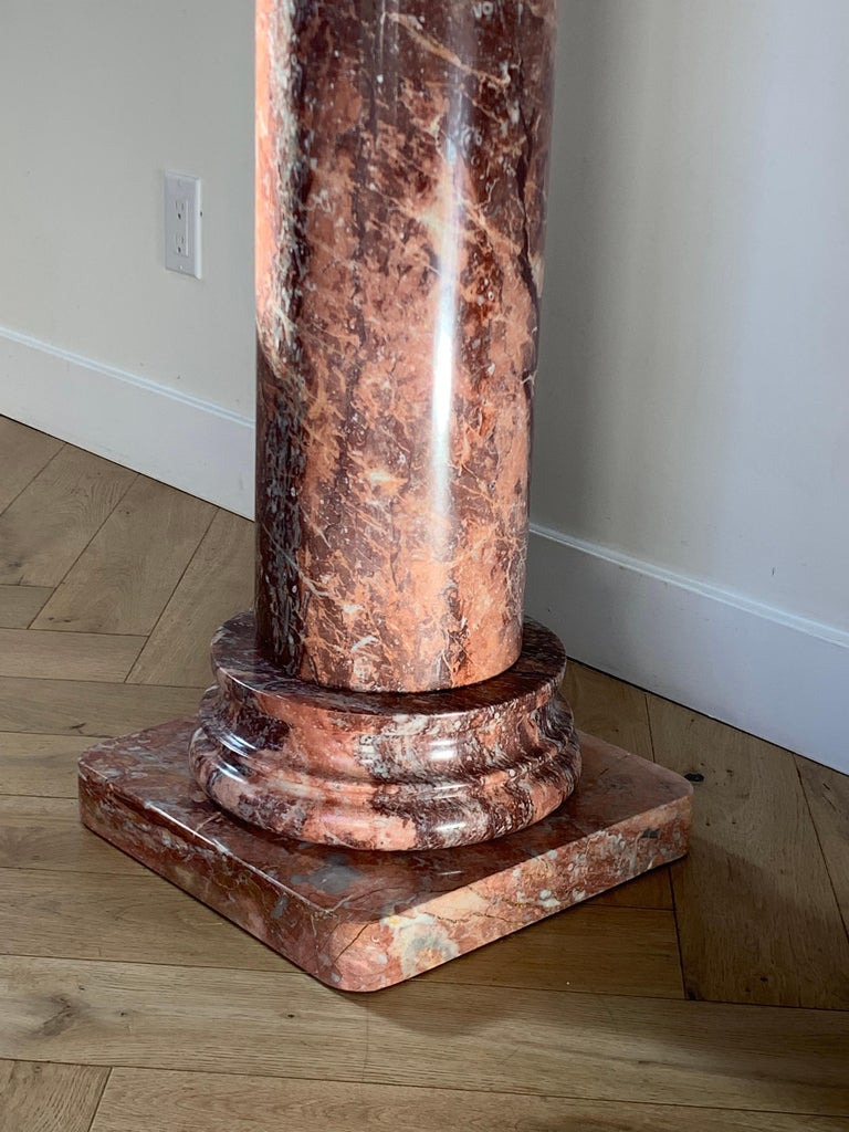 Vintage Italian Neoclassical Pink Marble Column, circa 1960 at 1stDibs