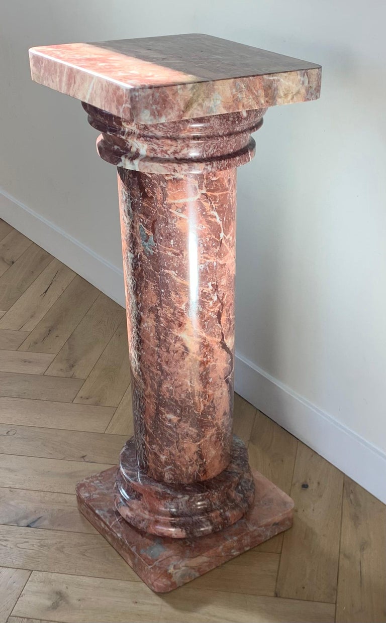 Vintage Italian Neoclassical Pink Marble Column, circa 1960 at 1stDibs