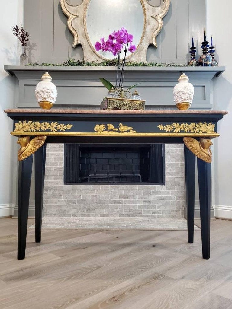 Vintage Italian Neoclassical Rococo Marble Top Console Table For Sale ...
