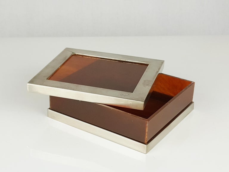 Vintage Italian Nickel Plated Metal and Plastic 1960s Small Box For ...