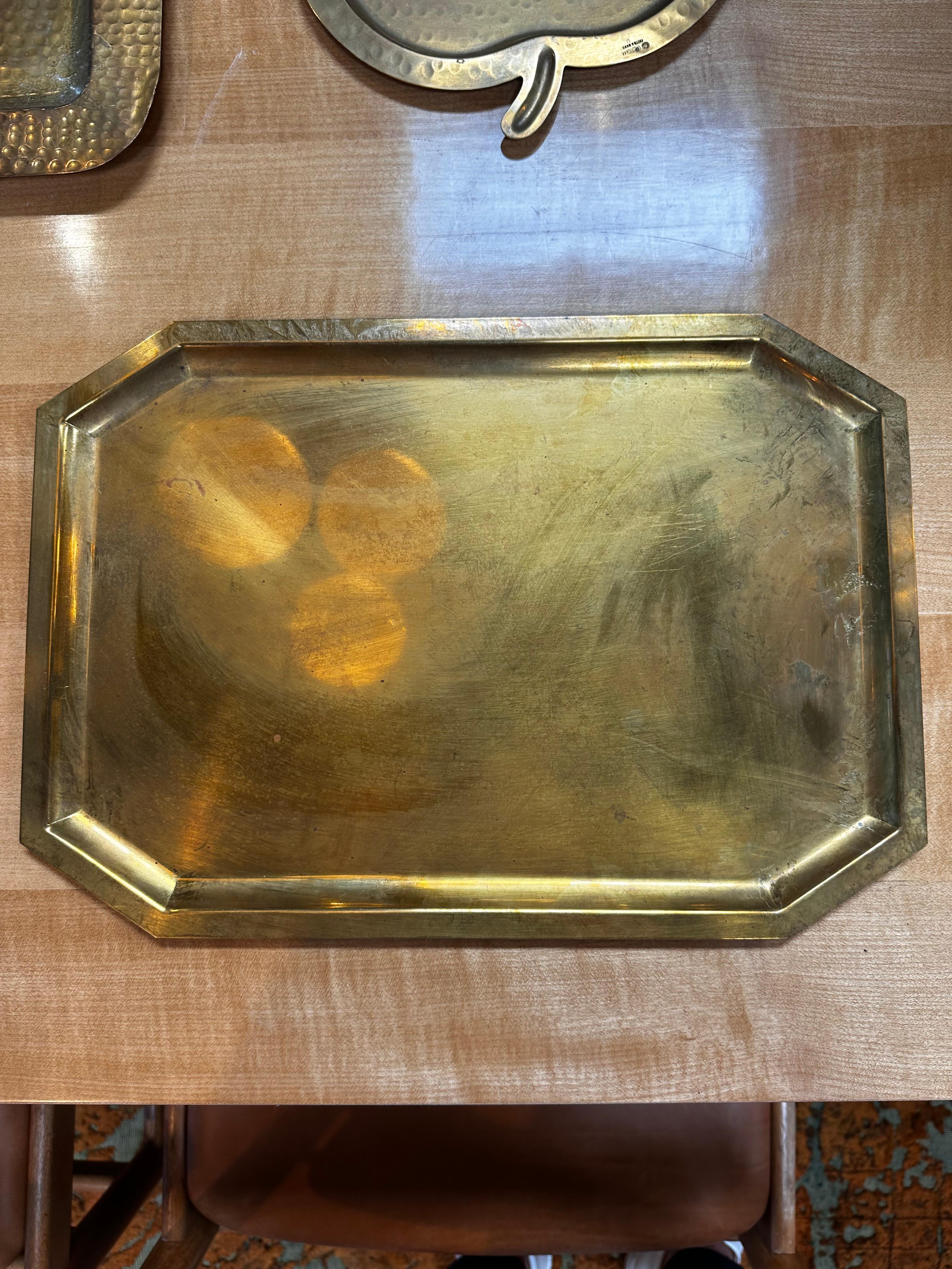 Vintage Italian Octagonal Brass Tray 1960s For Sale at 1stDibs