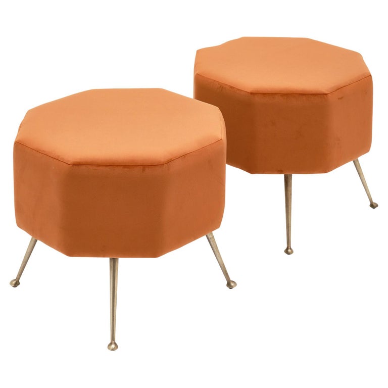 Vintage Italian Orange Stools For Sale at 1stDibs | bright orange stool ...
