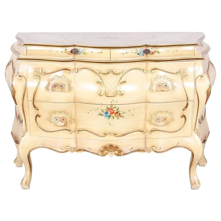 Vintage Italian Painted Bombe Commode at 1stDibs
