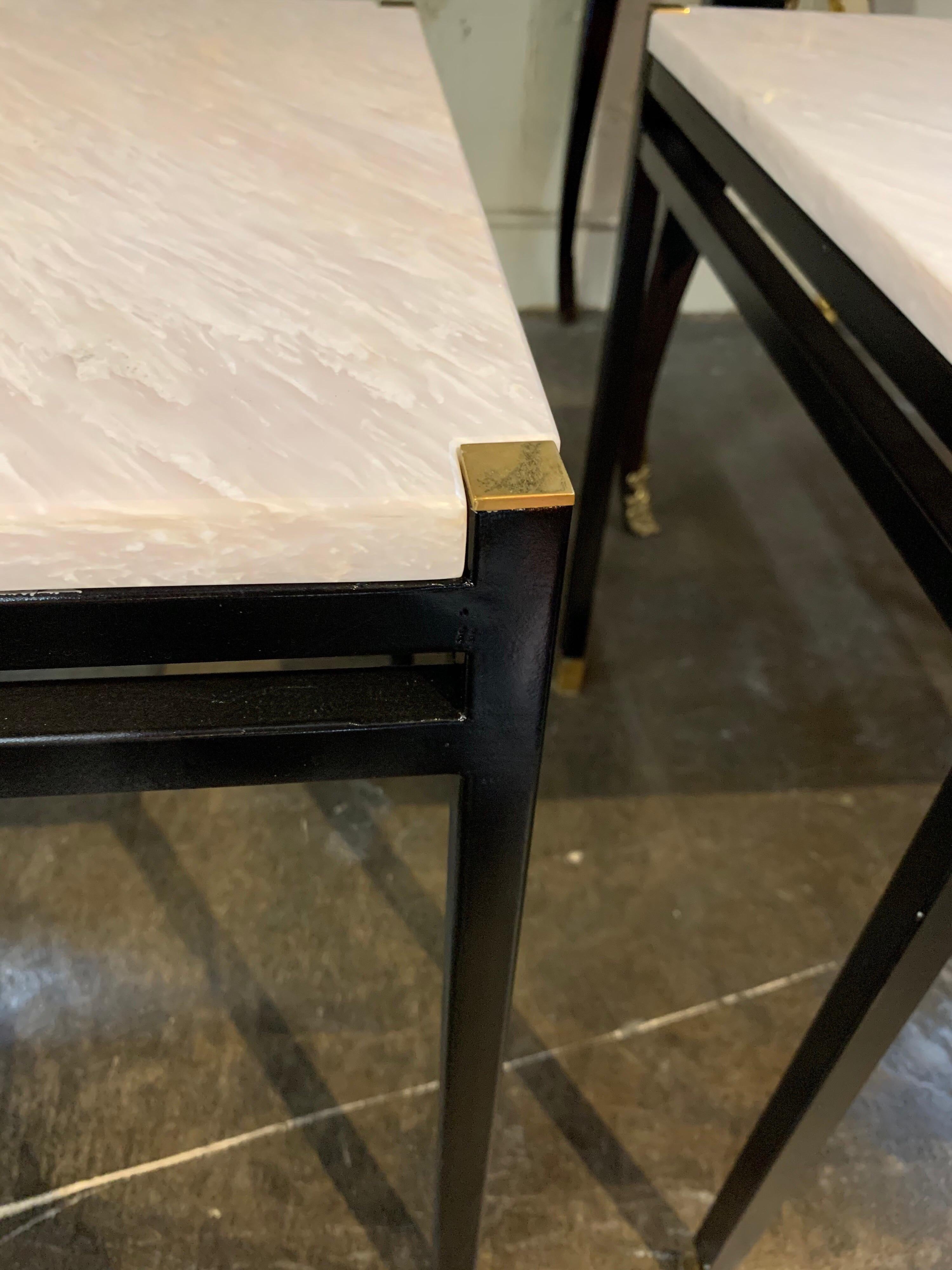 Vintage Italian Painted Steel and Brass Tables with Onyx Tops at ...