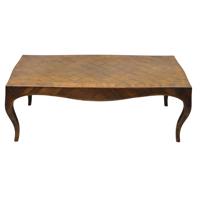 Vintage Italian Parquetry Inlay Olive Wood Mid Century Long Coffee ...
