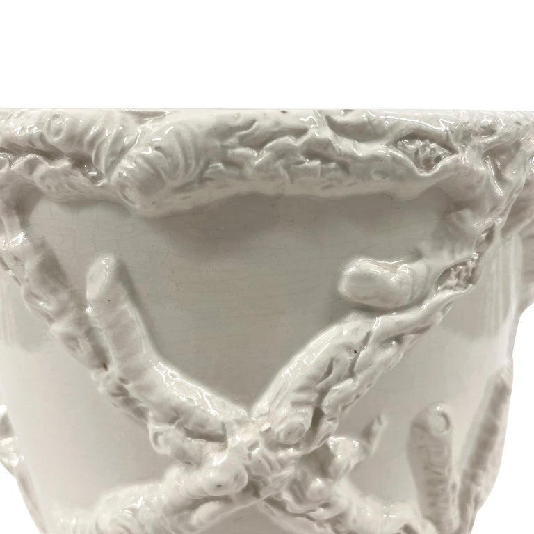 Vintage Italian Porcelain Faux Bois Cachepot For Sale at 1stDibs