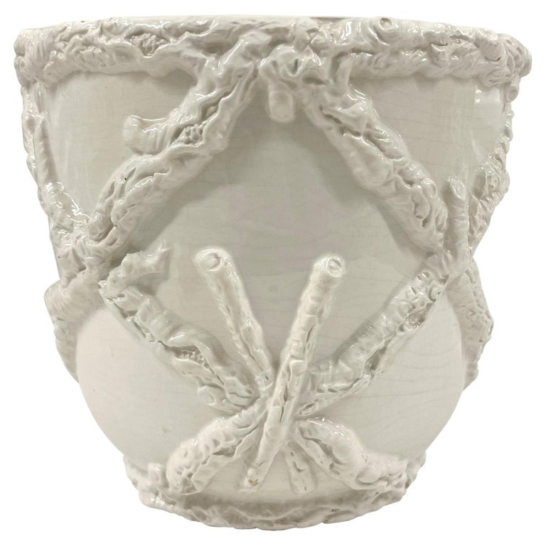Vintage Italian Porcelain Faux Bois Cachepot For Sale at 1stDibs