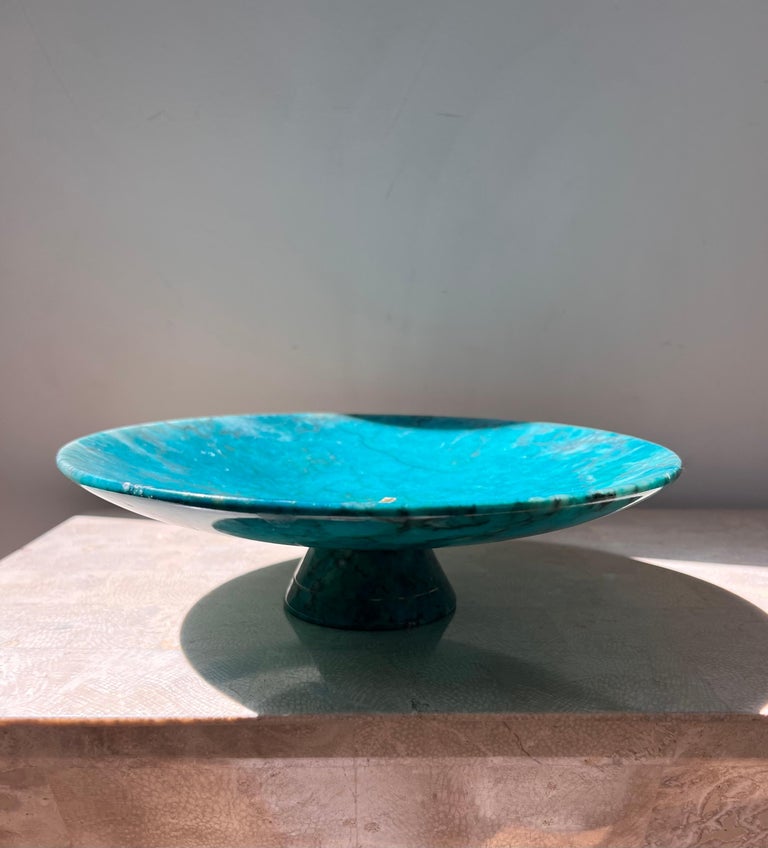 Vintage Italian Postmodern Blue Marble Pedestal Platter, Late 1960s For ...