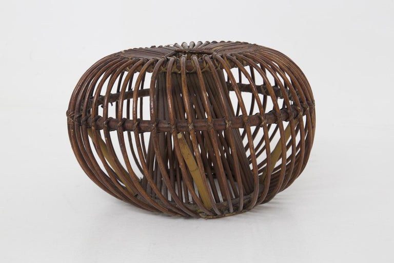Vintage Italian Pouf in Wicker For Sale at 1stDibs