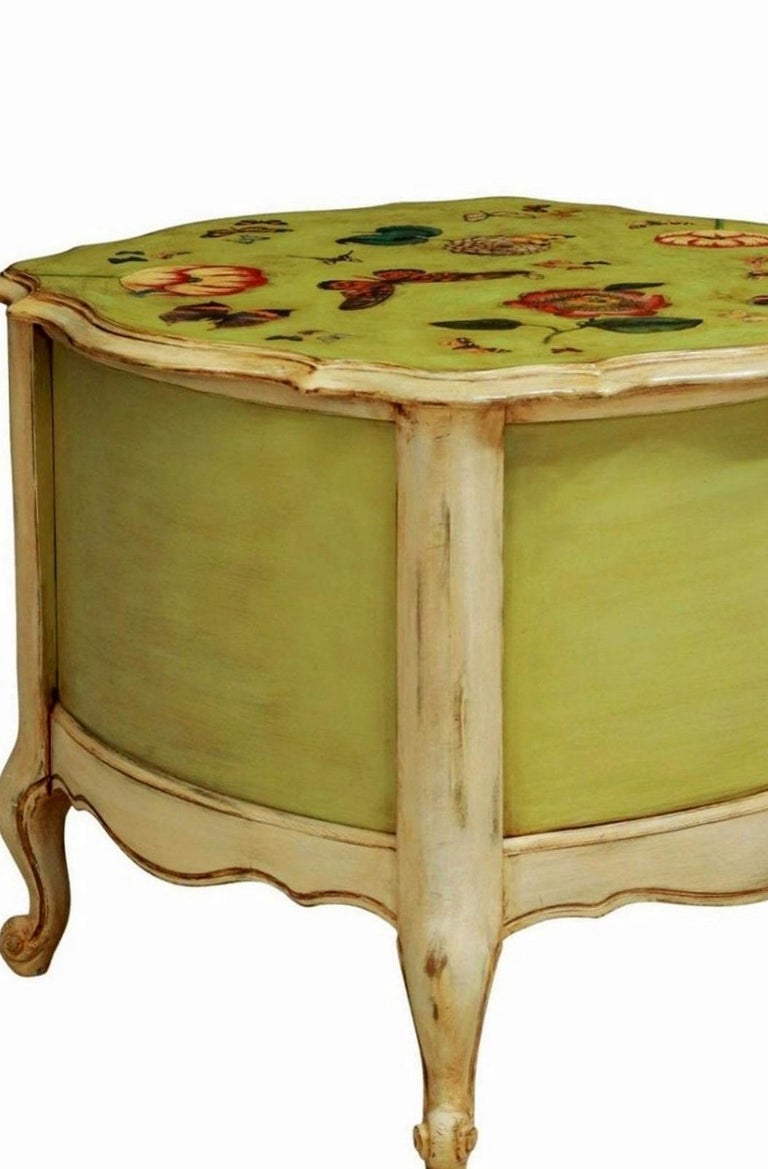 Vintage Italian Provincial Painted Decoupage End Table For Sale at 1stDibs
