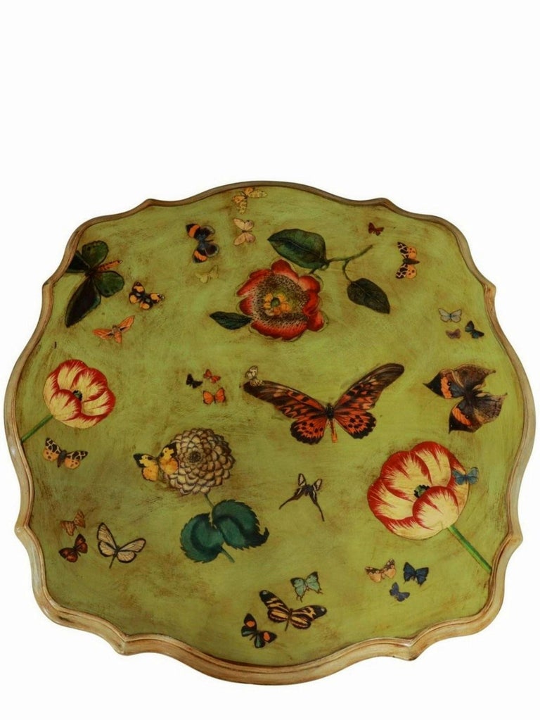 Vintage Italian Provincial Painted Decoupage End Table For Sale at 1stDibs