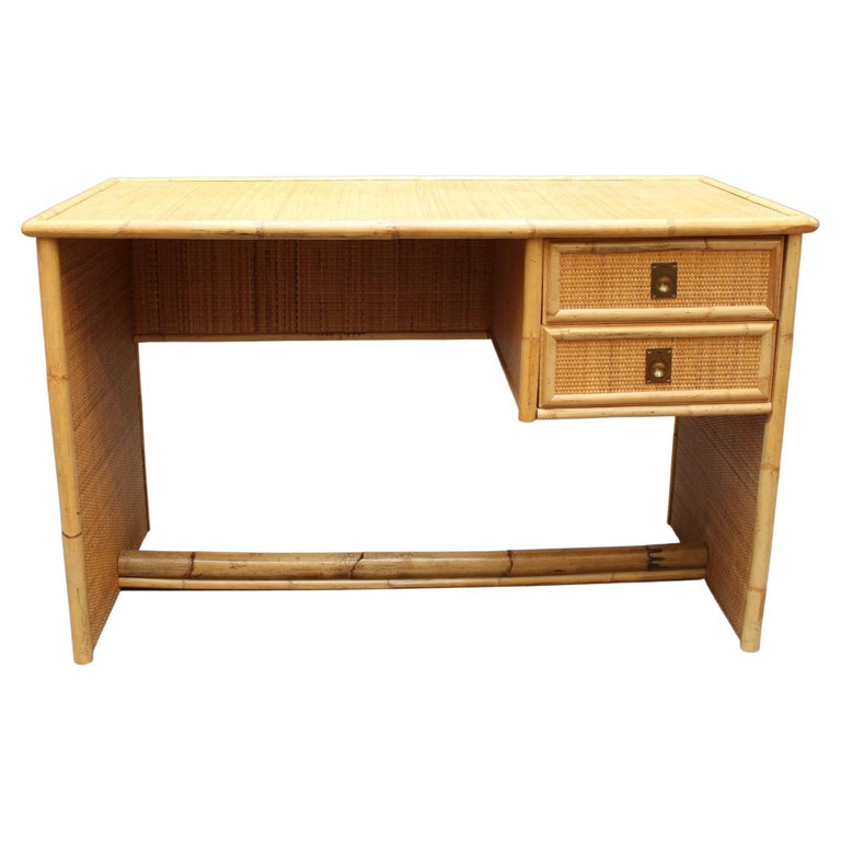 Vintage Italian Rattan Desk by Dal Vera '1970s' at 1stDibs