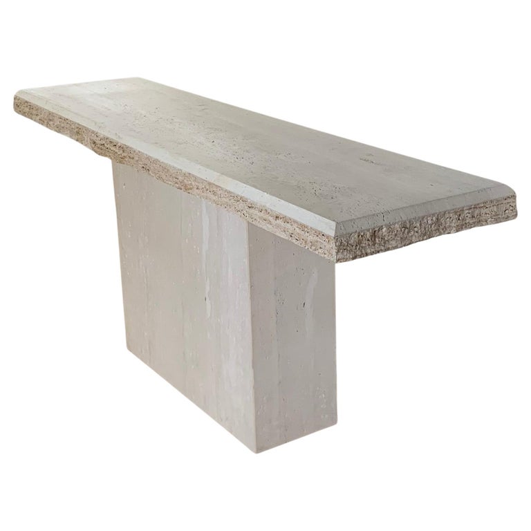 Vintage Italian Raw Edge Travertine Pedestal Console Table at 1stDibs ...