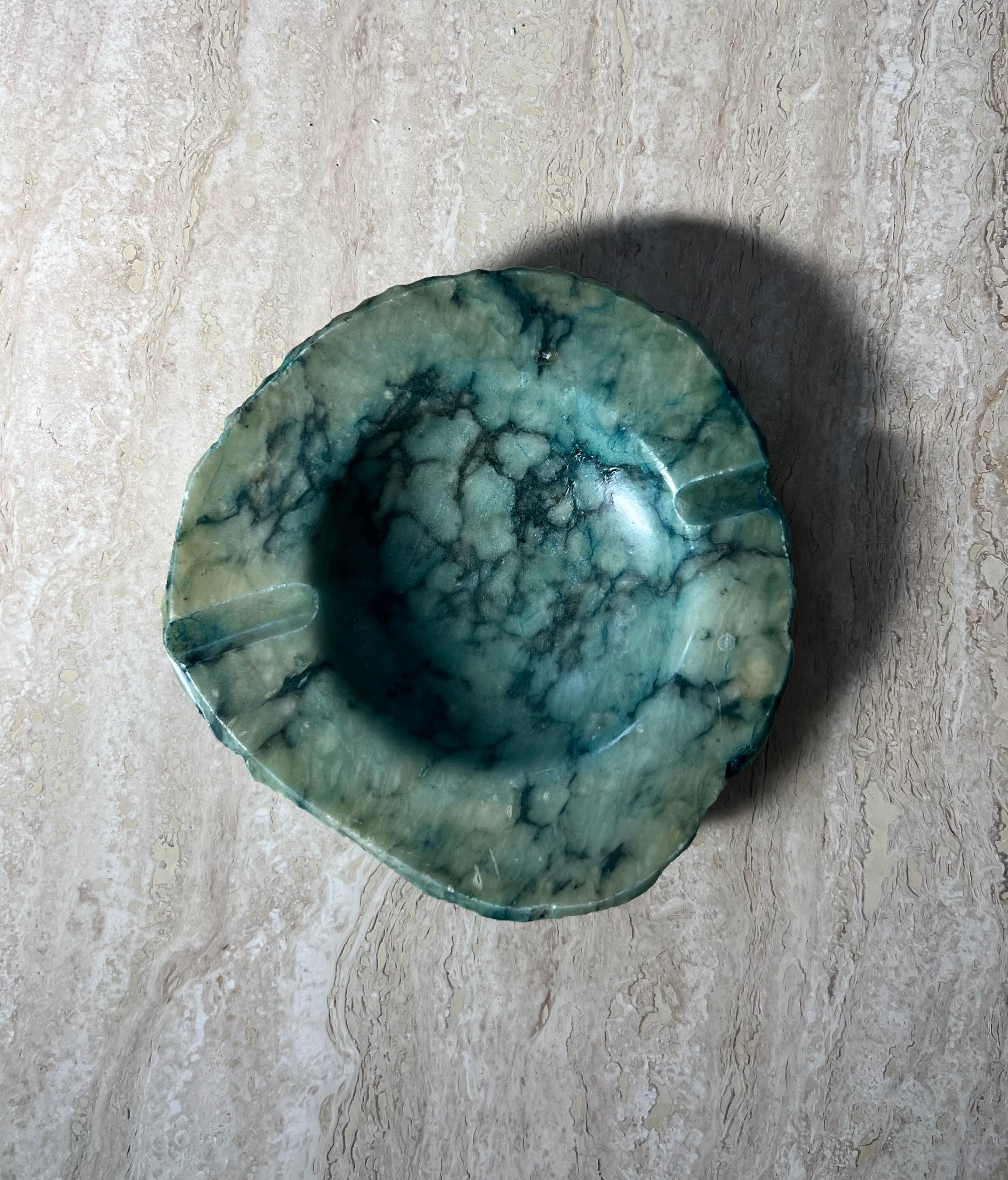 Vintage Italian Raw Green Marble Ashtray, 1960s at 1stDibs
