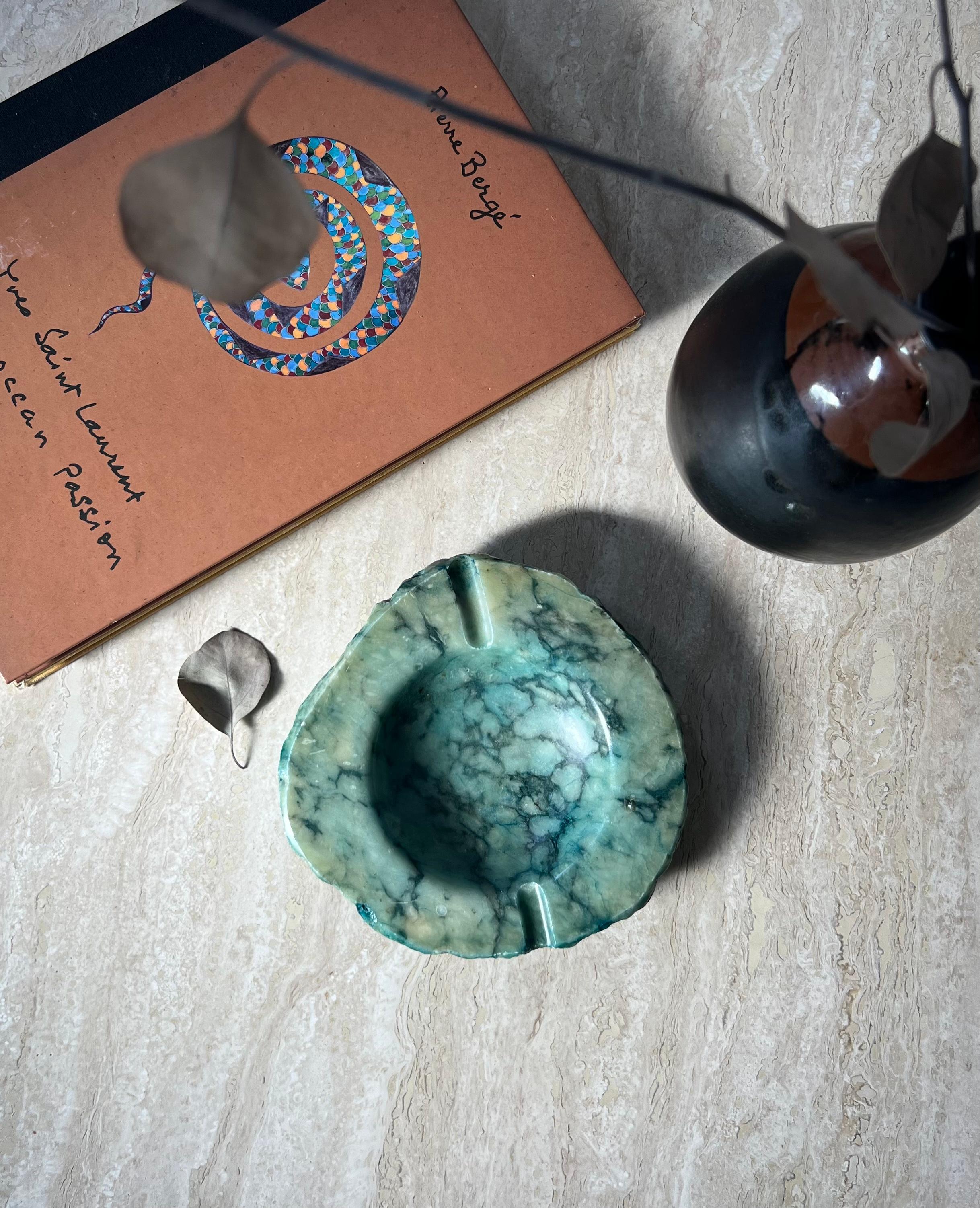 Vintage Italian Raw Green Marble Ashtray, 1960s at 1stDibs
