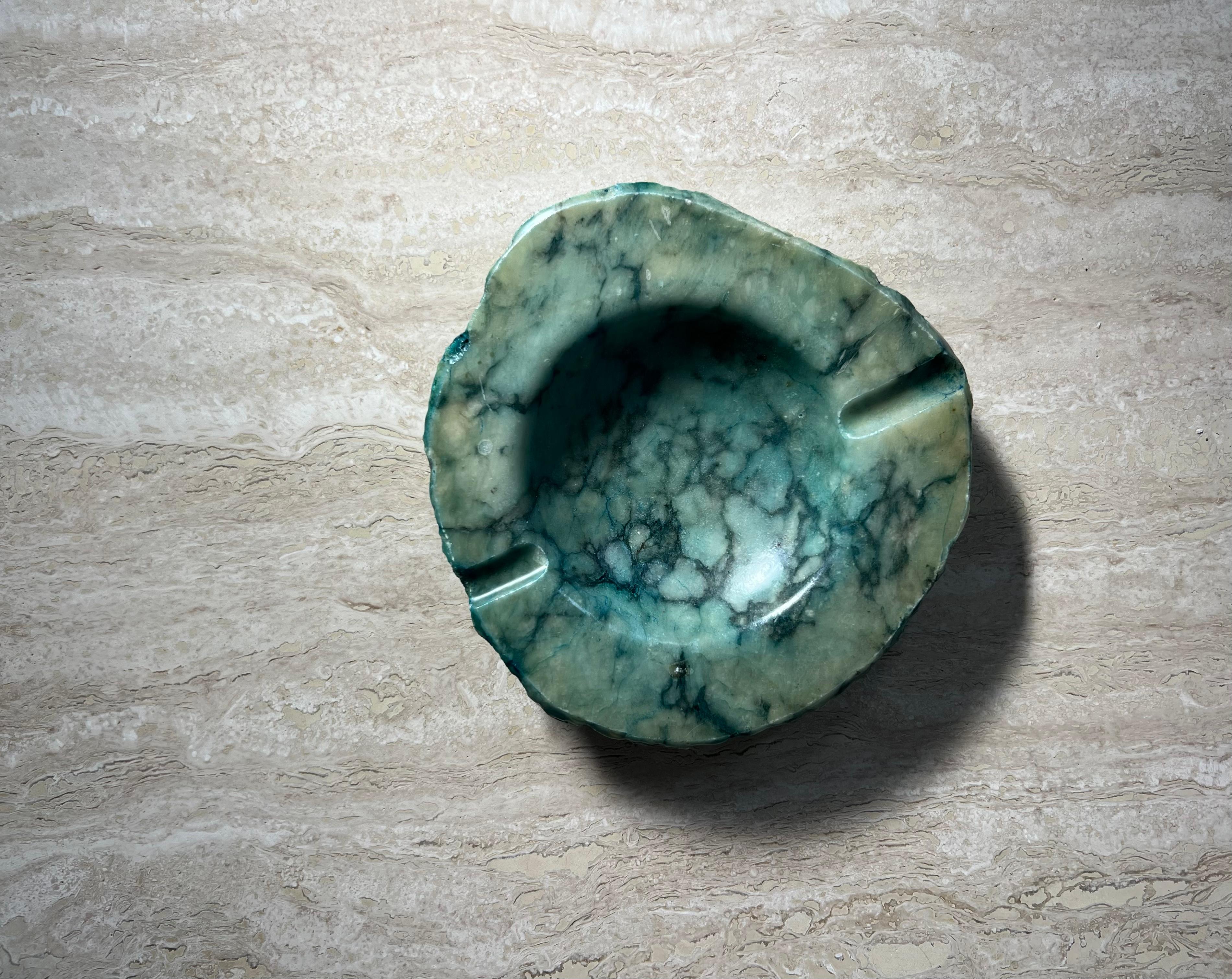 Vintage Italian Raw Green Marble Ashtray, 1960s at 1stDibs