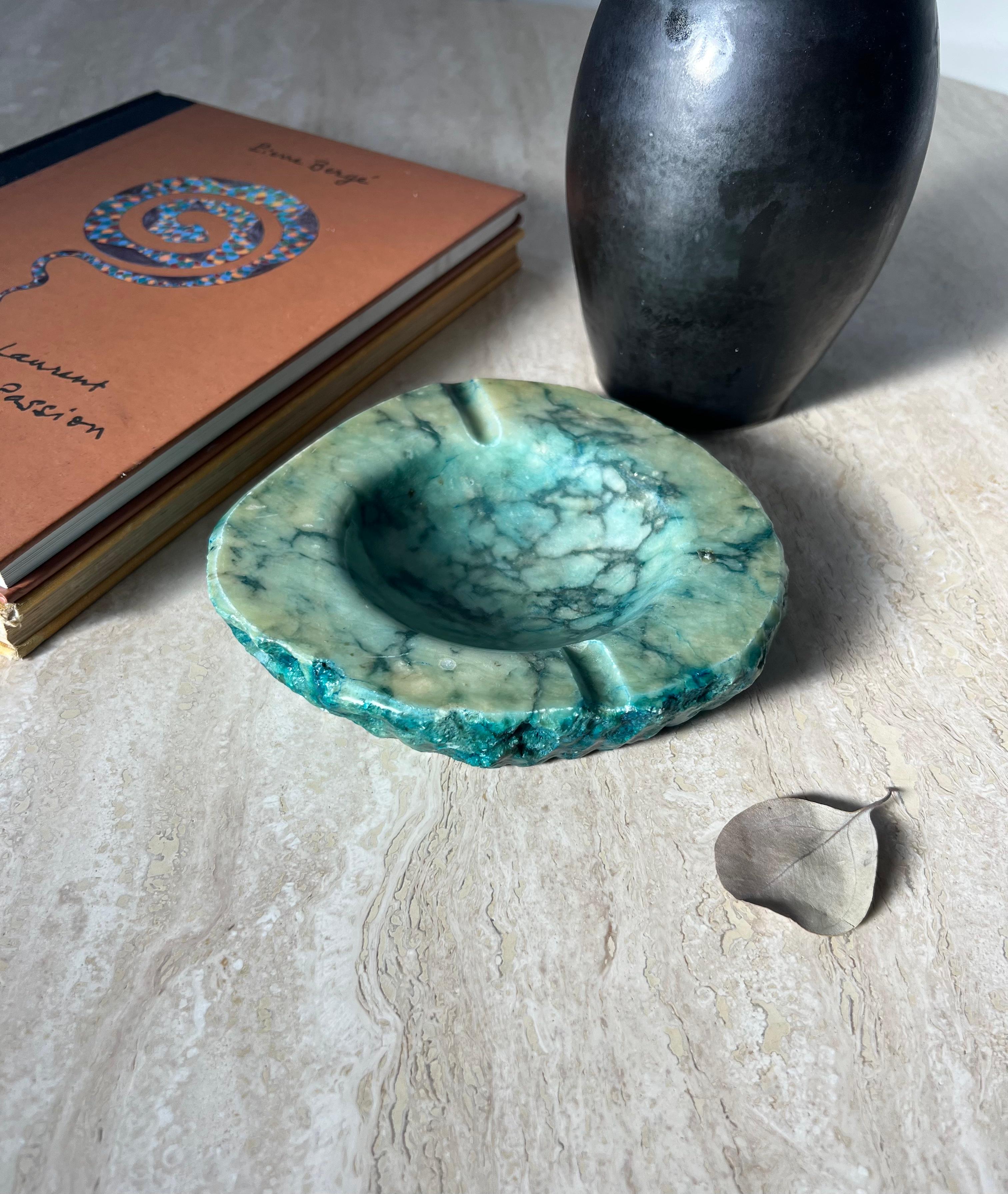 Vintage Italian Raw Green Marble Ashtray, 1960s at 1stDibs