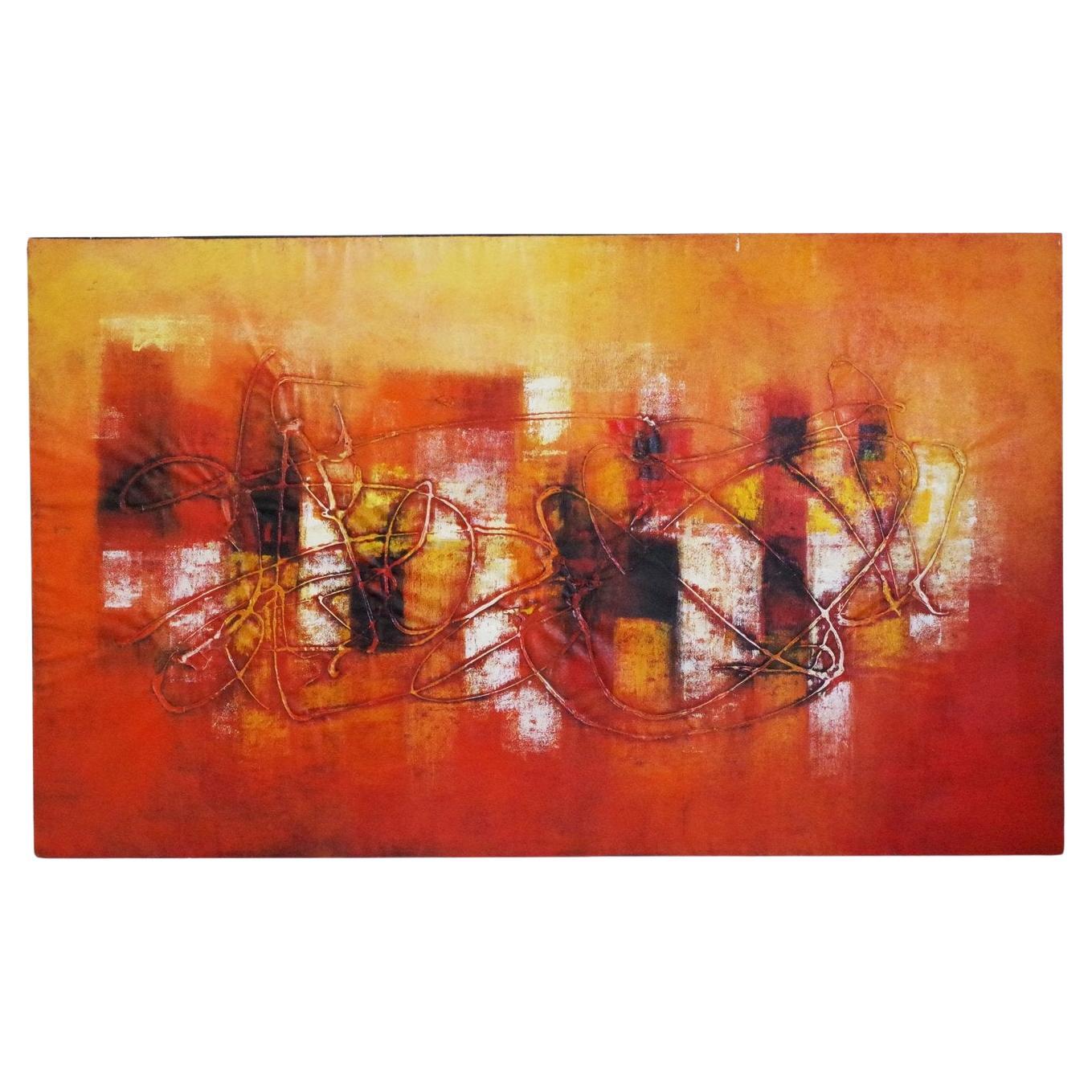 Vintage Italian Red Abstract Oil Painting, Early 2000s For Sale at 1stDibs