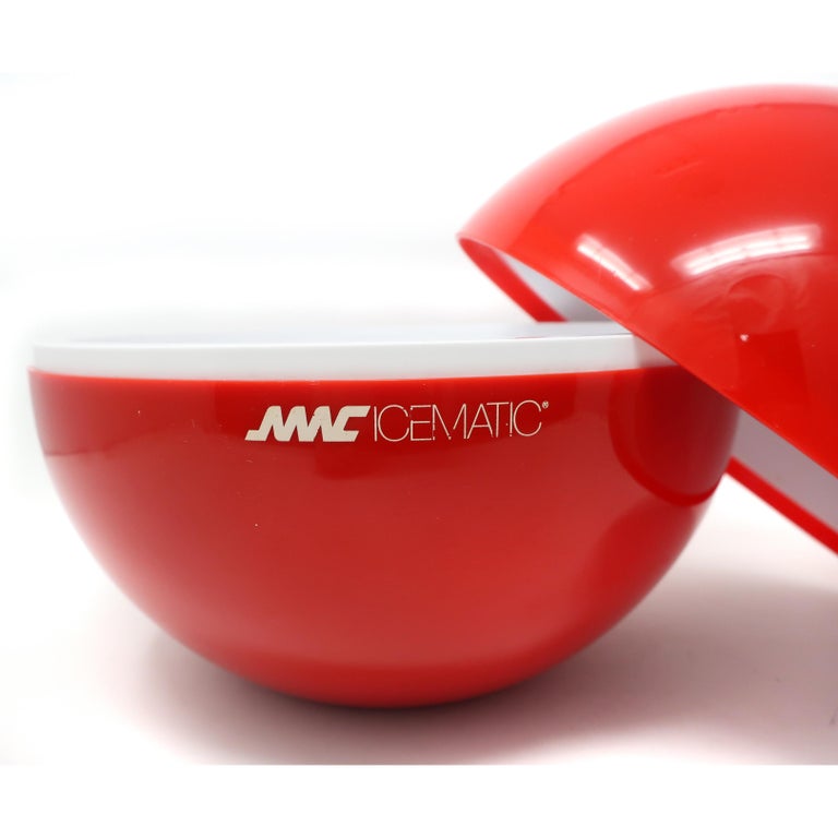 Vintage Italian Red Bowling Ball Ice Bucket at 1stDibs