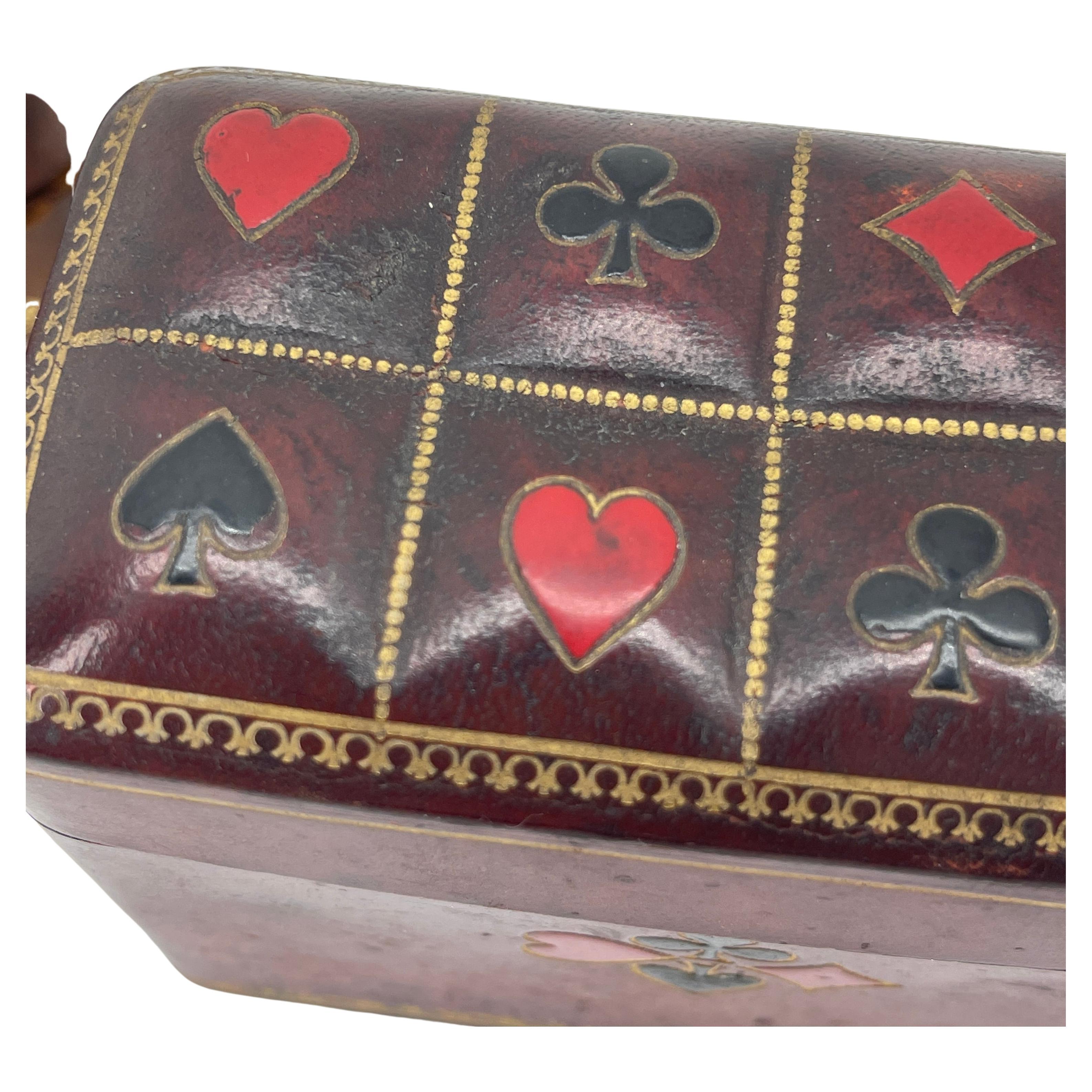 Vintage Italian Red Leather Box for Deck of Cards, Signed A. Antinori ...