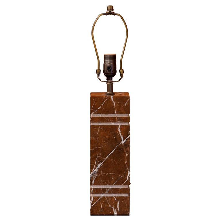 Vintage Italian Red Marble Columnar Table Lamp For Sale at 1stDibs