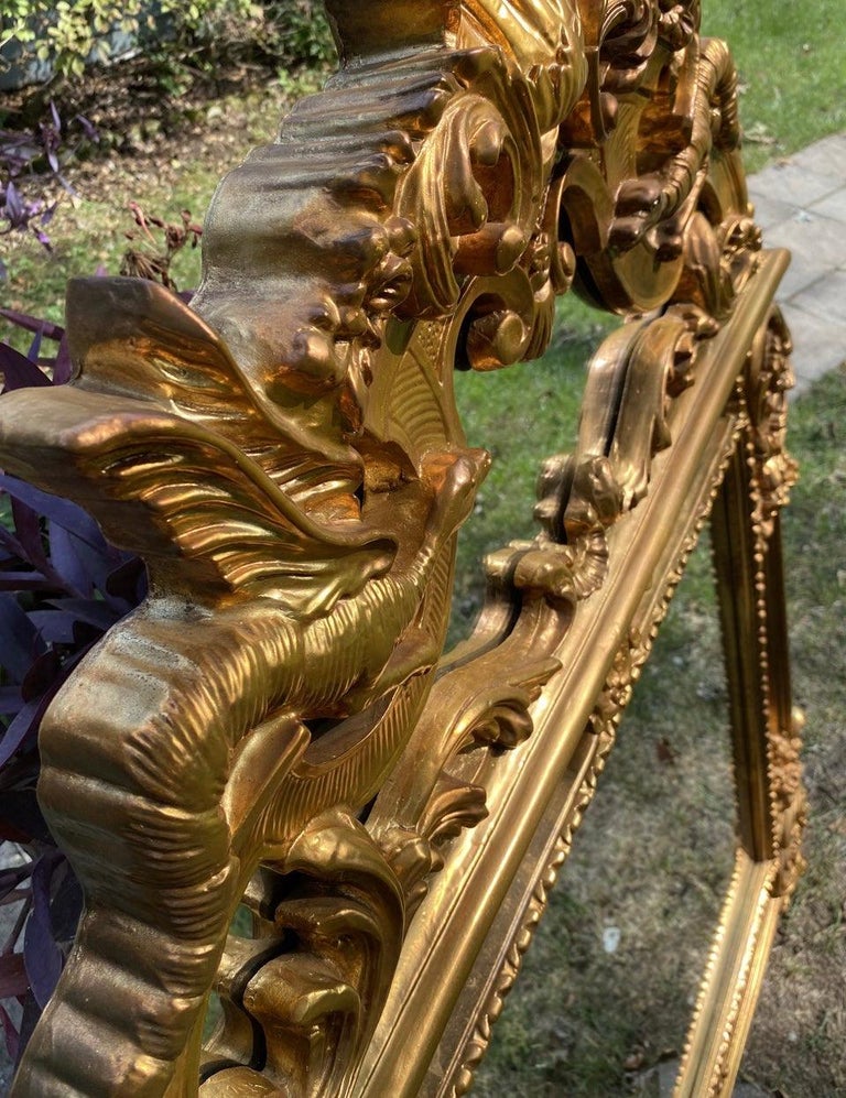 Vintage Italian Regency-Style Reproduction Gold Mirror with Dragon ...