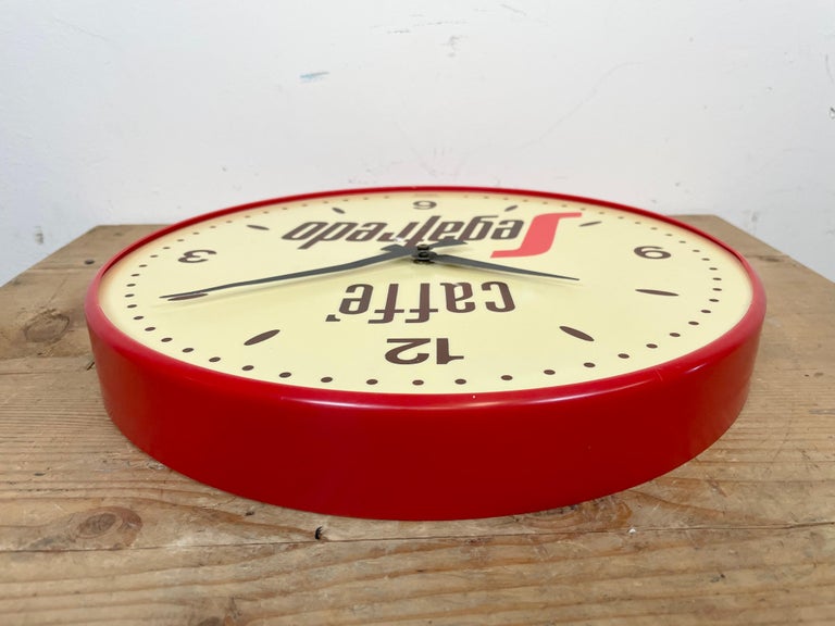 Vintage Italian Segafredo Advertising Wall Clock, 1980s at 1stDibs