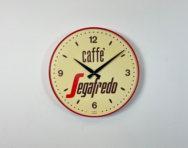 Vintage Italian Segafredo Advertising Wall Clock, 1980s at 1stDibs