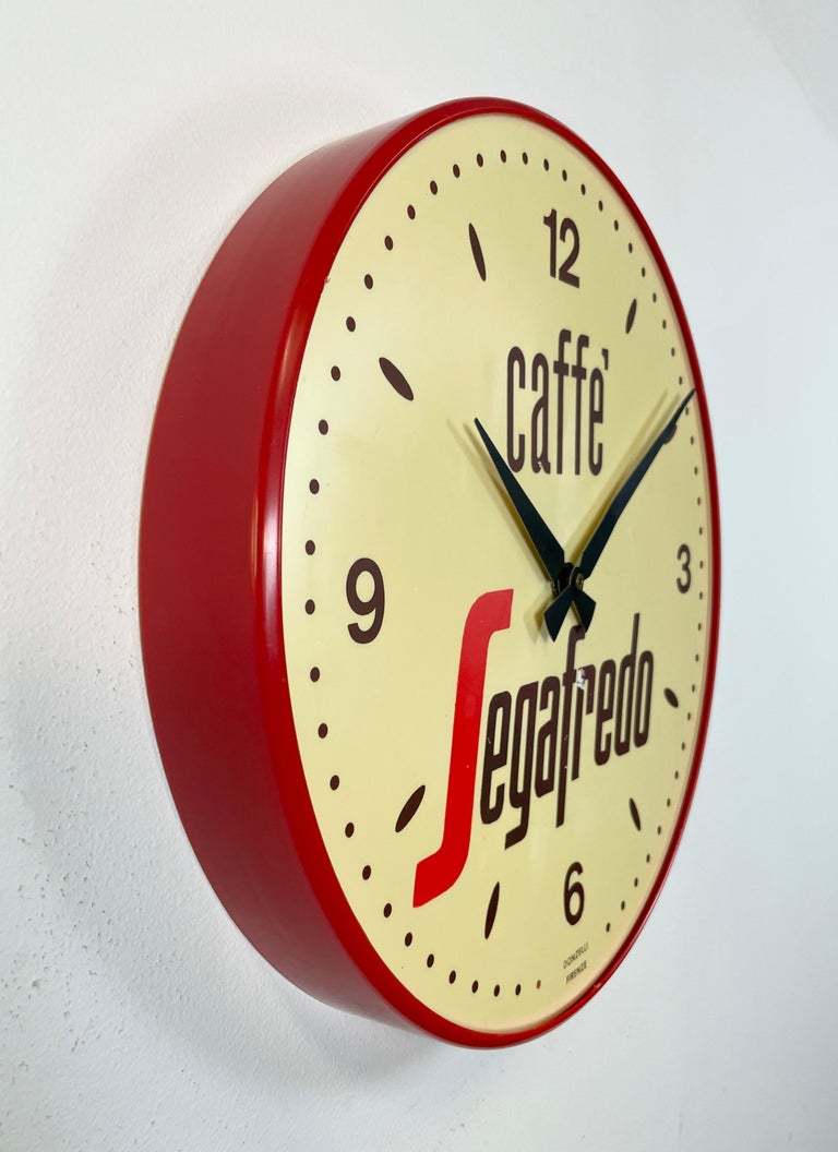 Vintage Italian Segafredo Advertising Wall Clock, 1980s at 1stDibs