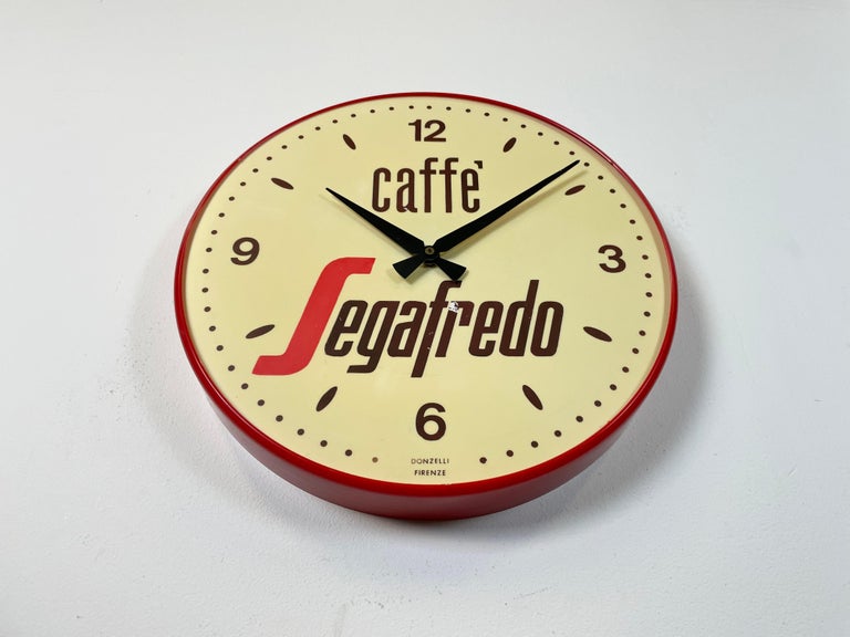 Vintage Italian Segafredo Advertising Wall Clock, 1980s at 1stDibs