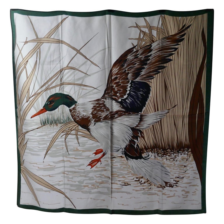 Vintage Italian Silk Scarf “Mallard Duck Landing” at 1stDibs | fine ...