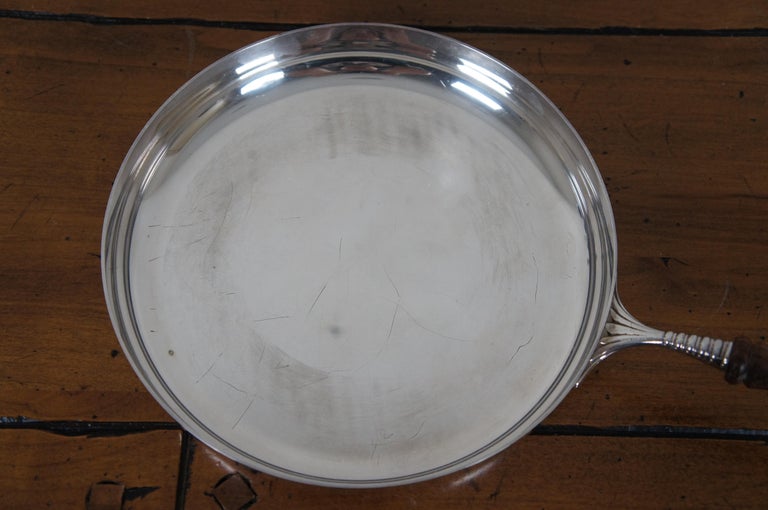 Vintage Italian Silver Plate Crepe Sauce Frying Saute Pan Skillet Wood ...