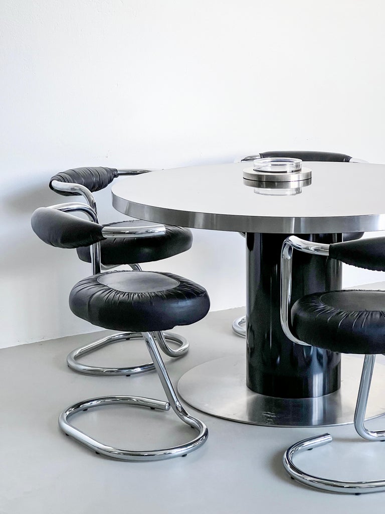 Vintage Italian Space Age Dining Table in Lacquered Wood and Steel by ...