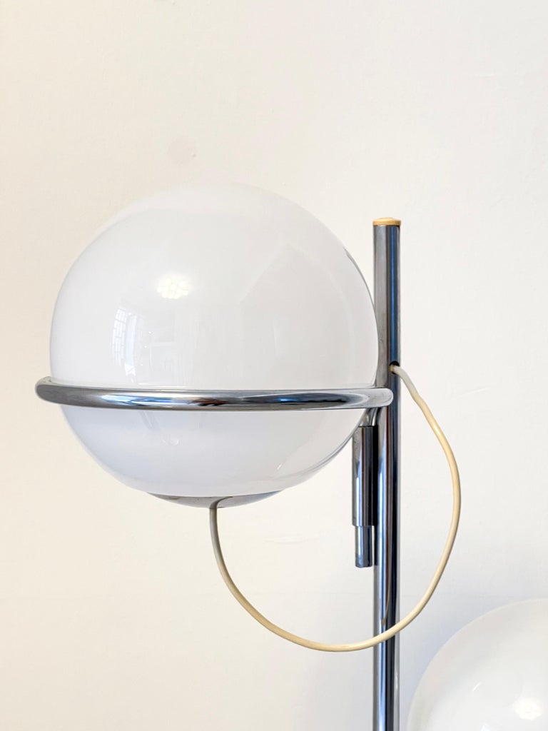 Vintage Italian Space Age Floor Lamp with Marble Base and Two Big Glass ...