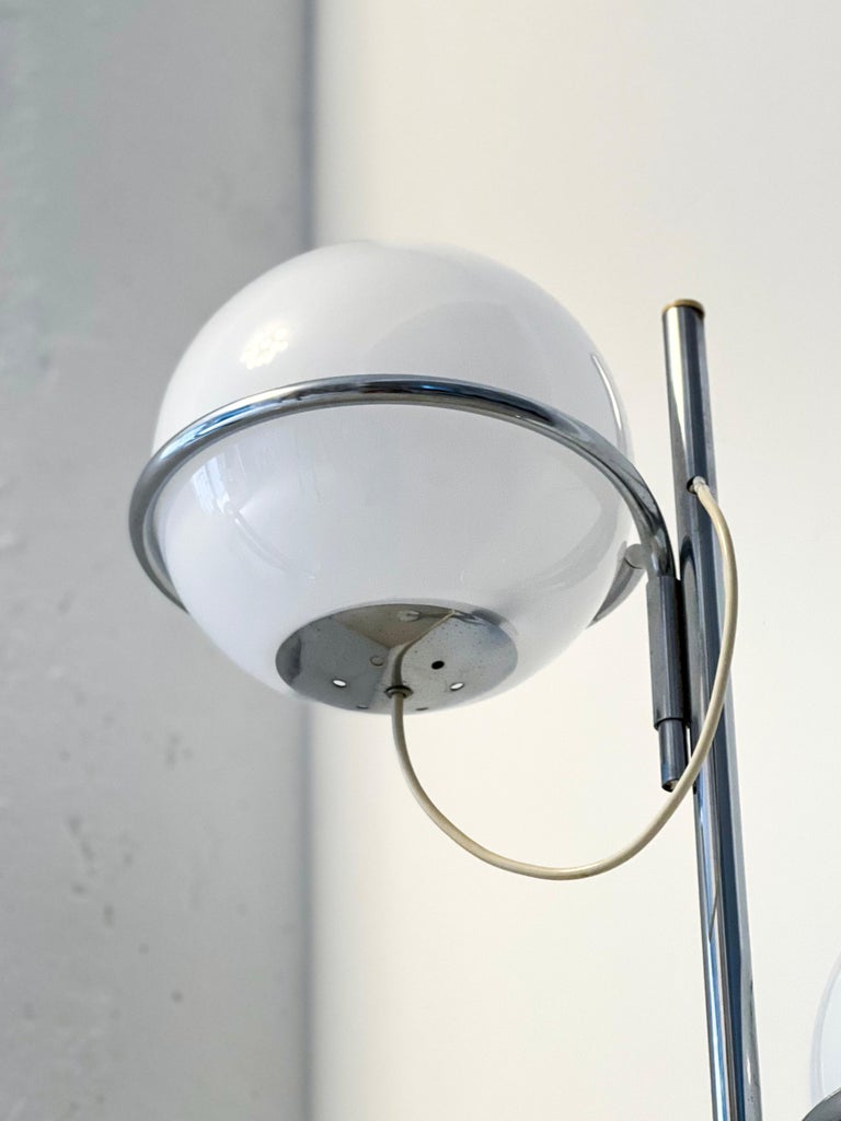 Vintage Italian Space Age Floor Lamp with Marble Base and Two Big Glass ...