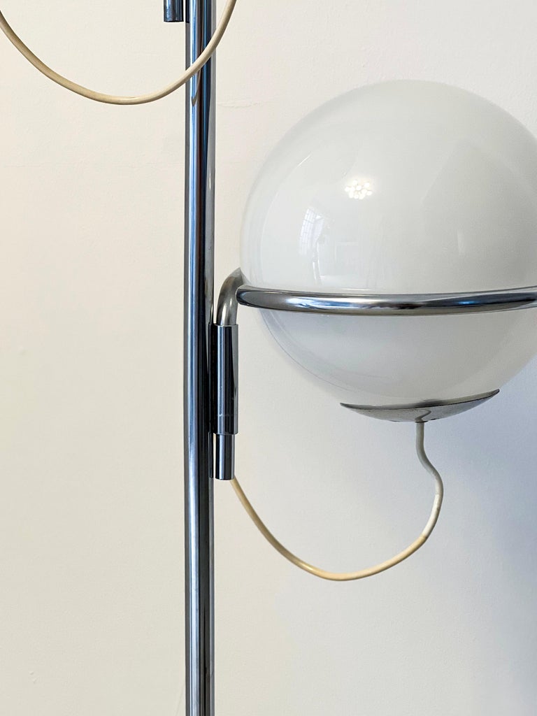 Vintage Italian Space Age Floor Lamp with Marble Base and Two Big Glass ...