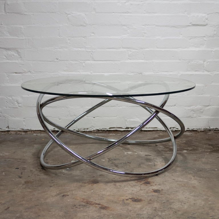 Vintage Italian Space Age Glass and Chrome Spiral Base Coffee Table ...