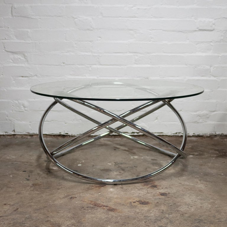 Vintage Italian Space Age Glass and Chrome Spiral Base Coffee Table ...