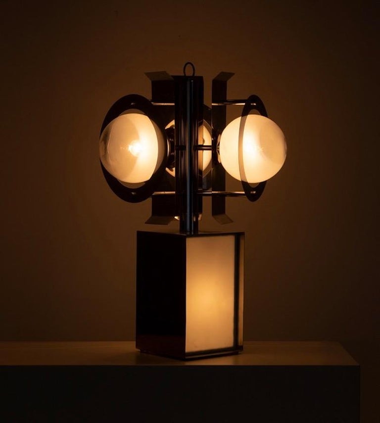 Vintage Italian Space Age Table Lamp in Chromed Metal, with Tall ...