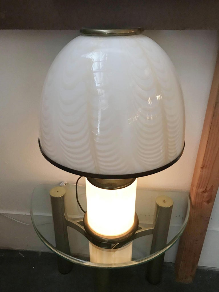 Vintage Italian Table Lamp w/ Cream Murano Glass by F. Fabbian for ...