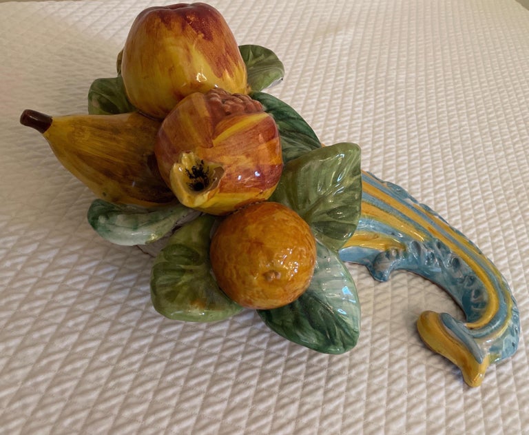 Vintage Italian Terra Cotta Cornucopia Wall Hanging For Sale at 1stDibs